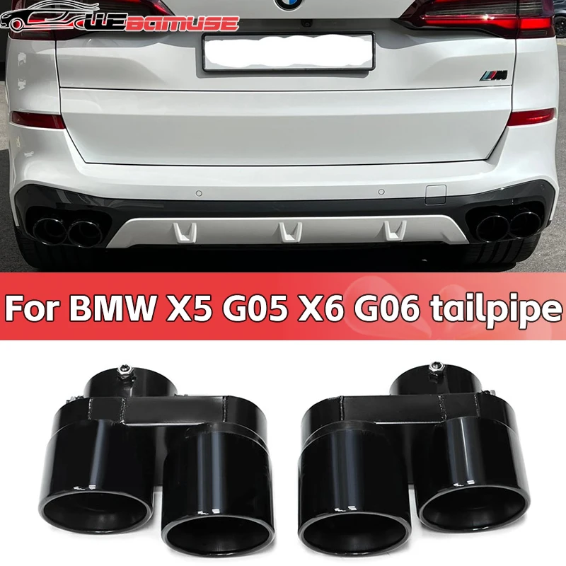 For-BMW-X5-G05-X6-G05-Square-Exhaust-Upgrade-Sport-4-Outlet-Stainless ...