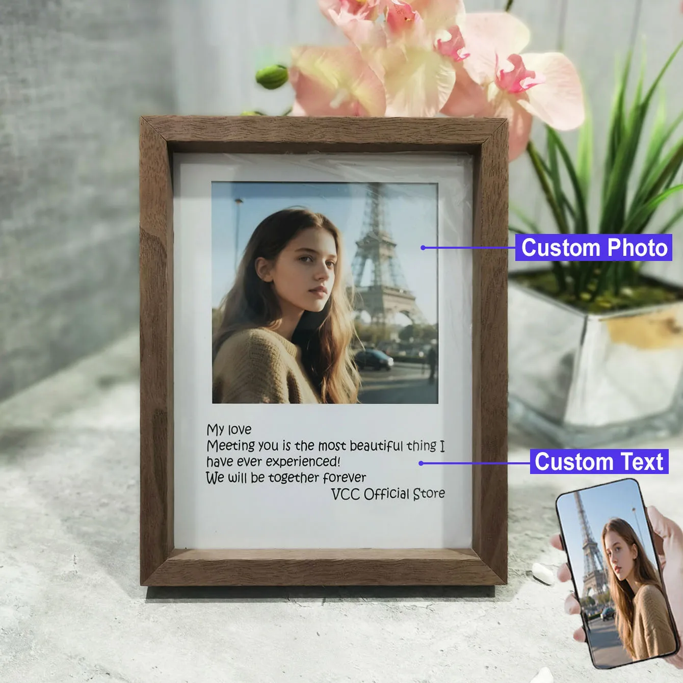 Custom Photo Wood Picture Frame For Wall & Tabletop Personal Gifts ...