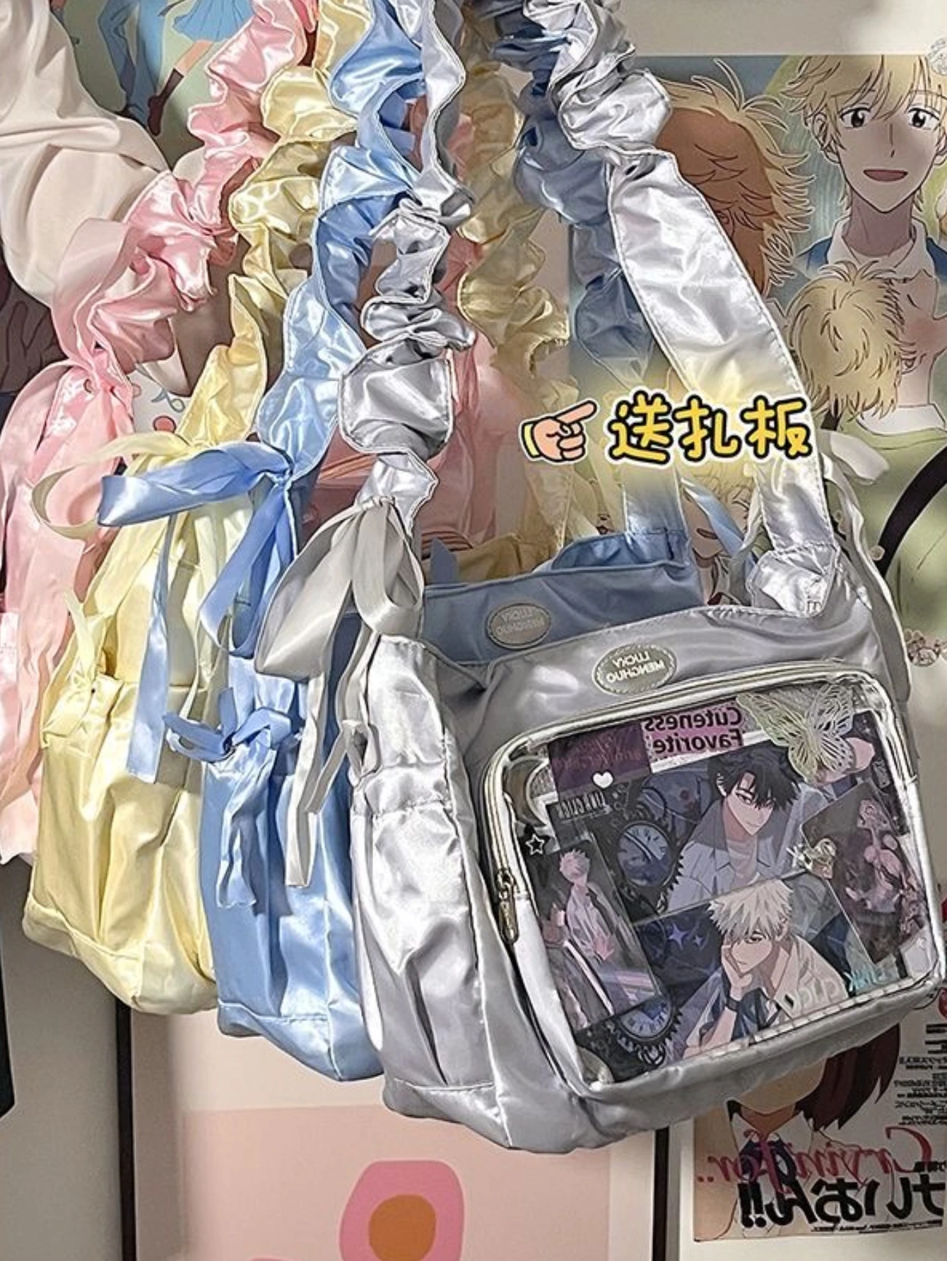 Japanese Teenage Girls Itabag Satin Bright Color JK Crossbody Bags For ...