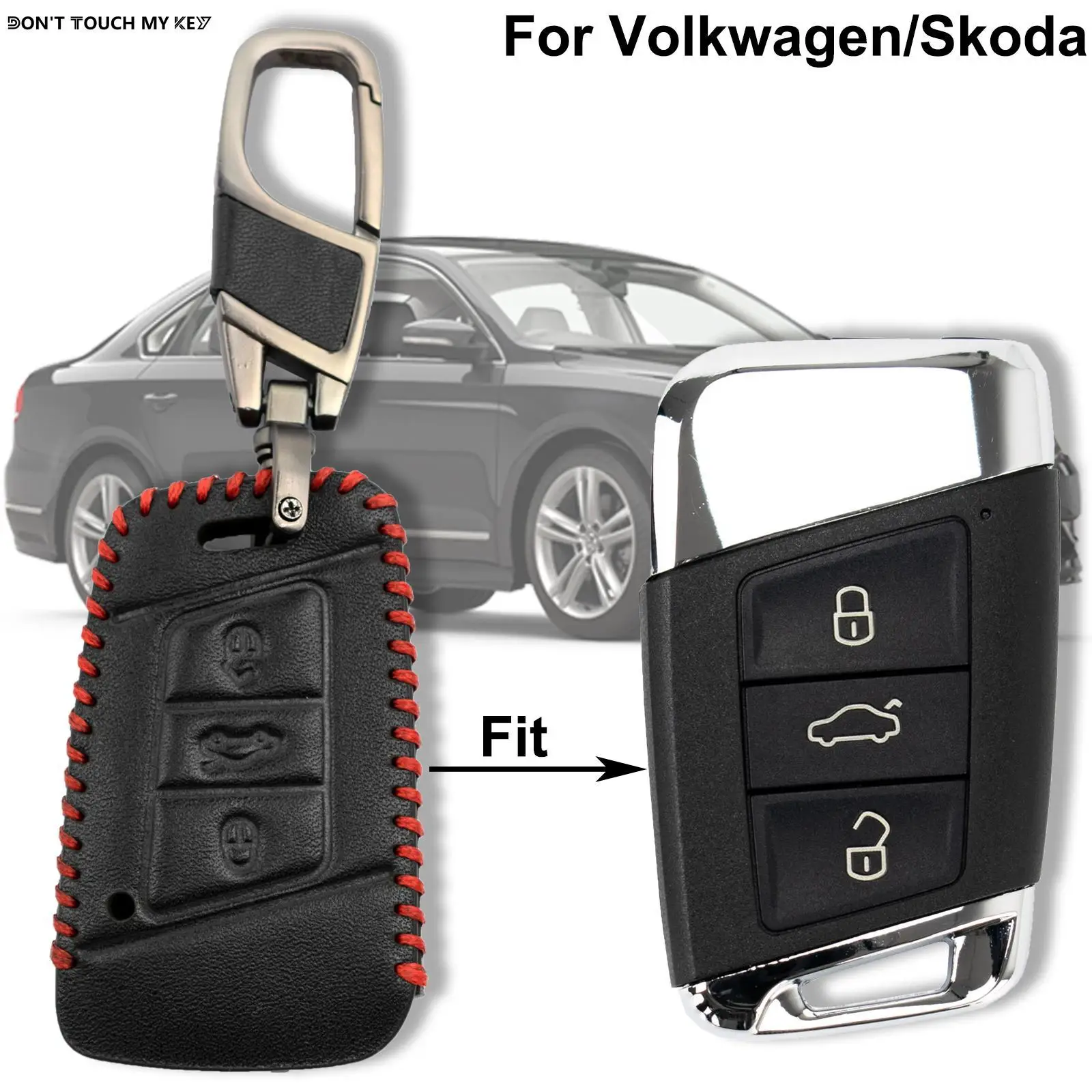 3-Buttons-Remote-Car-Black-Key-Cover-For-VW-Passat-B8-Tiguan-Arteon ...