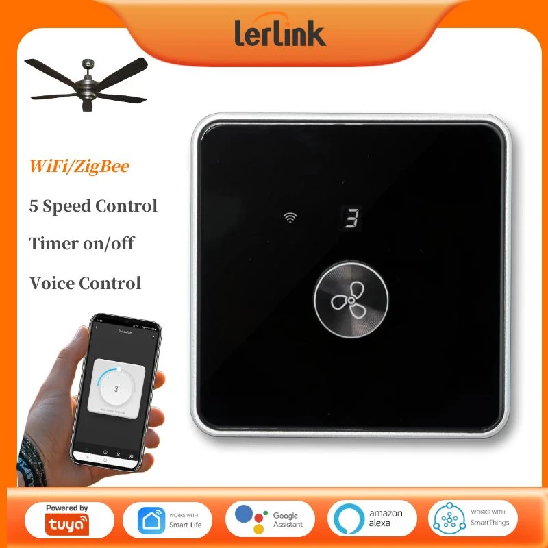 Smart Wifi/ZigBee Fan Switch 5 Speed Control, EU Ceiling Fan Rotary ...