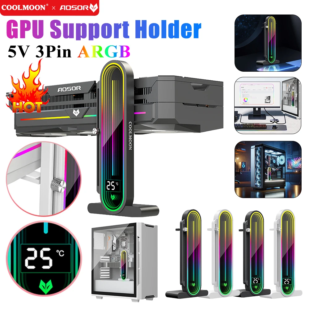 Graphics Card GPU Brace 5V 3Pin ARGB Adjustable Video Card Bracket ...