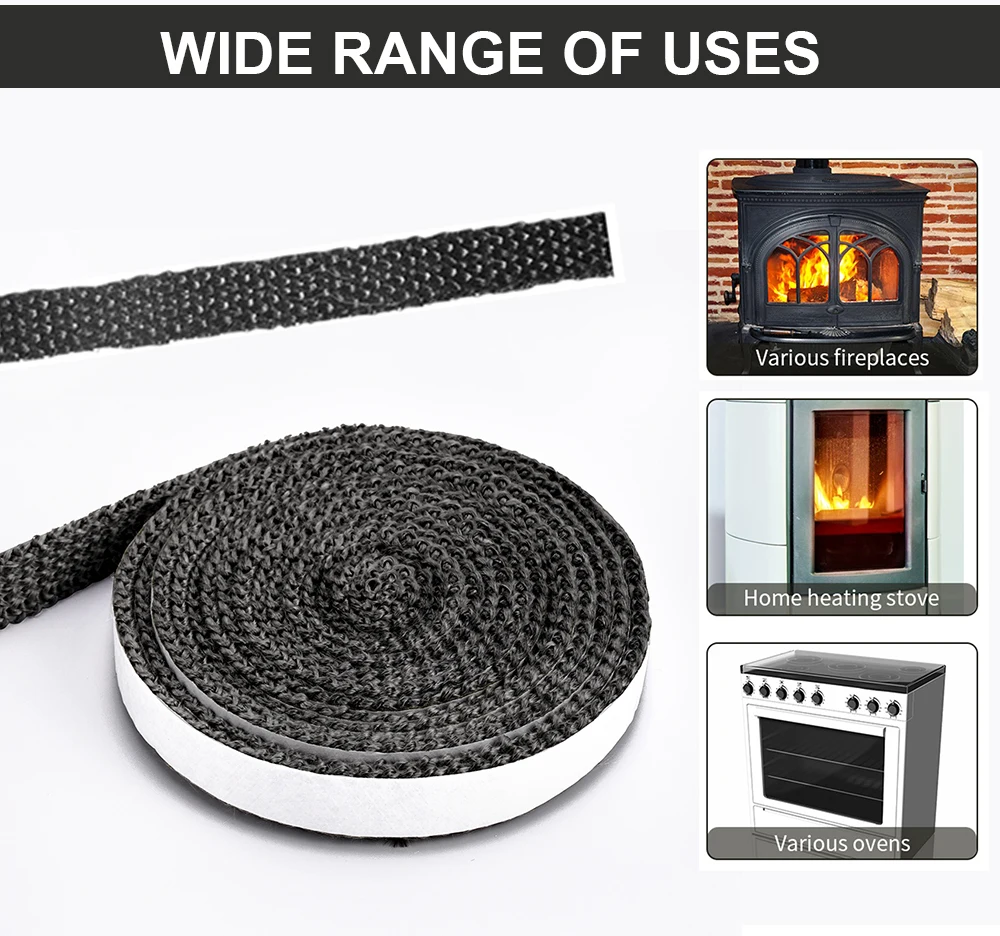 10-15mm-Width-Black-Flat-Stove-Rope-Self-Adhesive-Fiberglass-Seal-Stove ...