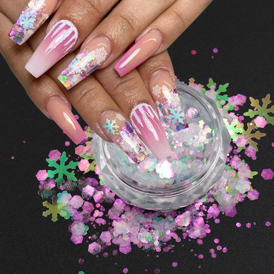 Winter-Nail-Art-Snowflake-Christmas-Spangles-Holographic-Iridescent-Mix ...