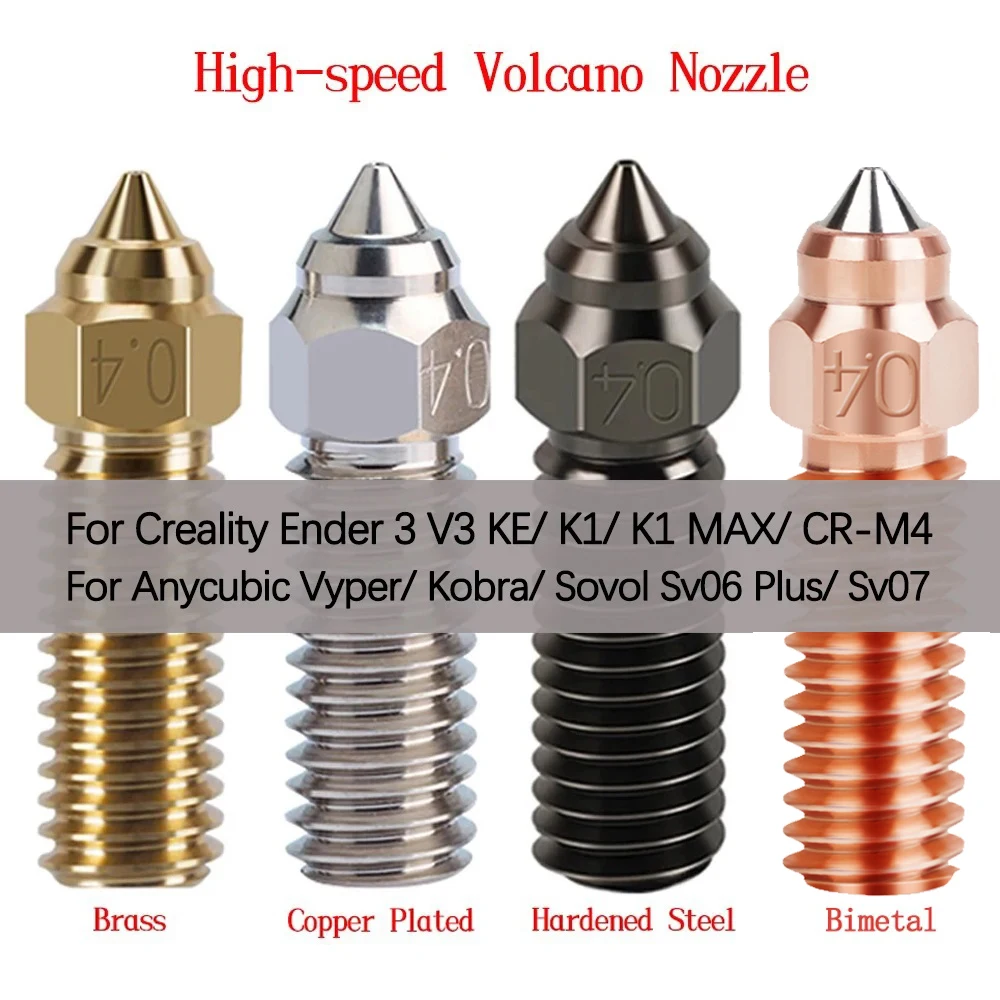 Volcano-Nozzle-Brass-Copper-Plated-Hardened-Steel-Bimetal-For-Creality ...