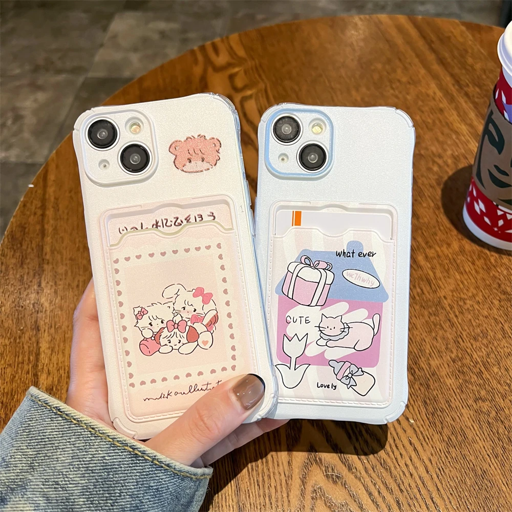 Korean-Cute-Cartoon-Cat-Rabbit-Pocket-Bag-Wallet-Card-Case-For-iPhone ...