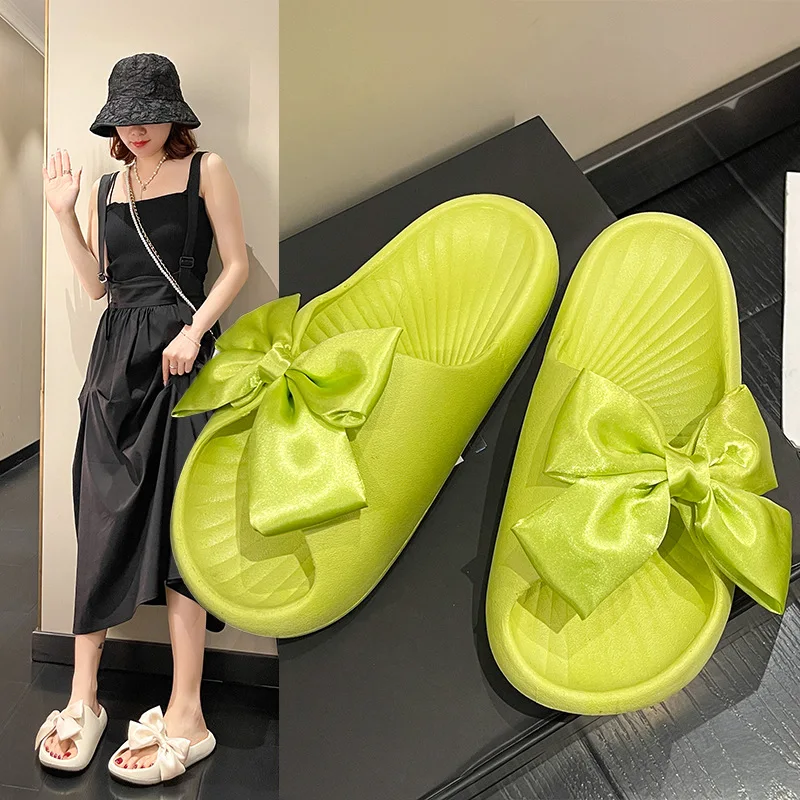 Sandalias-planas-con-lazo-para-mujer-chanclas-elegantes-de-interior-a ...