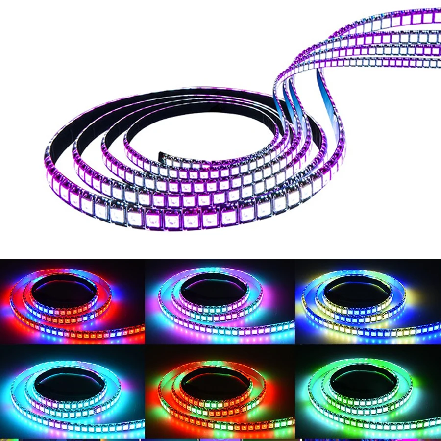 Smart-RGB-LED-Pixel-Strip-Lights-Fita-LED-de-n-on-endere-vel-preto ...
