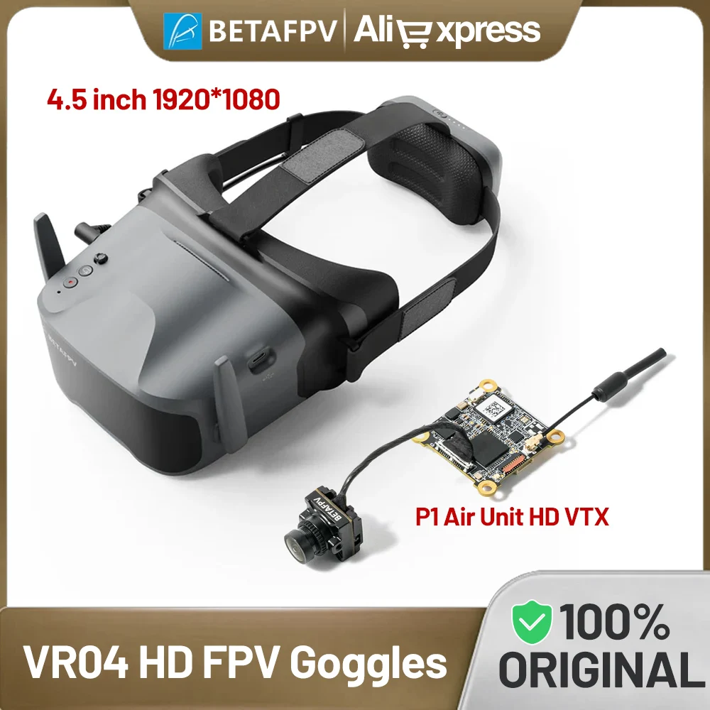 BETAFPV VR04 HD FPV Goggles 4.5 Inch LCD Display Screen 1920*1080p with ...
