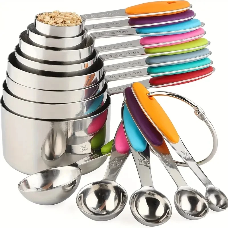 13pcs, Measuring Cups And Spoons, Including 8pcs Stainless Steel ...