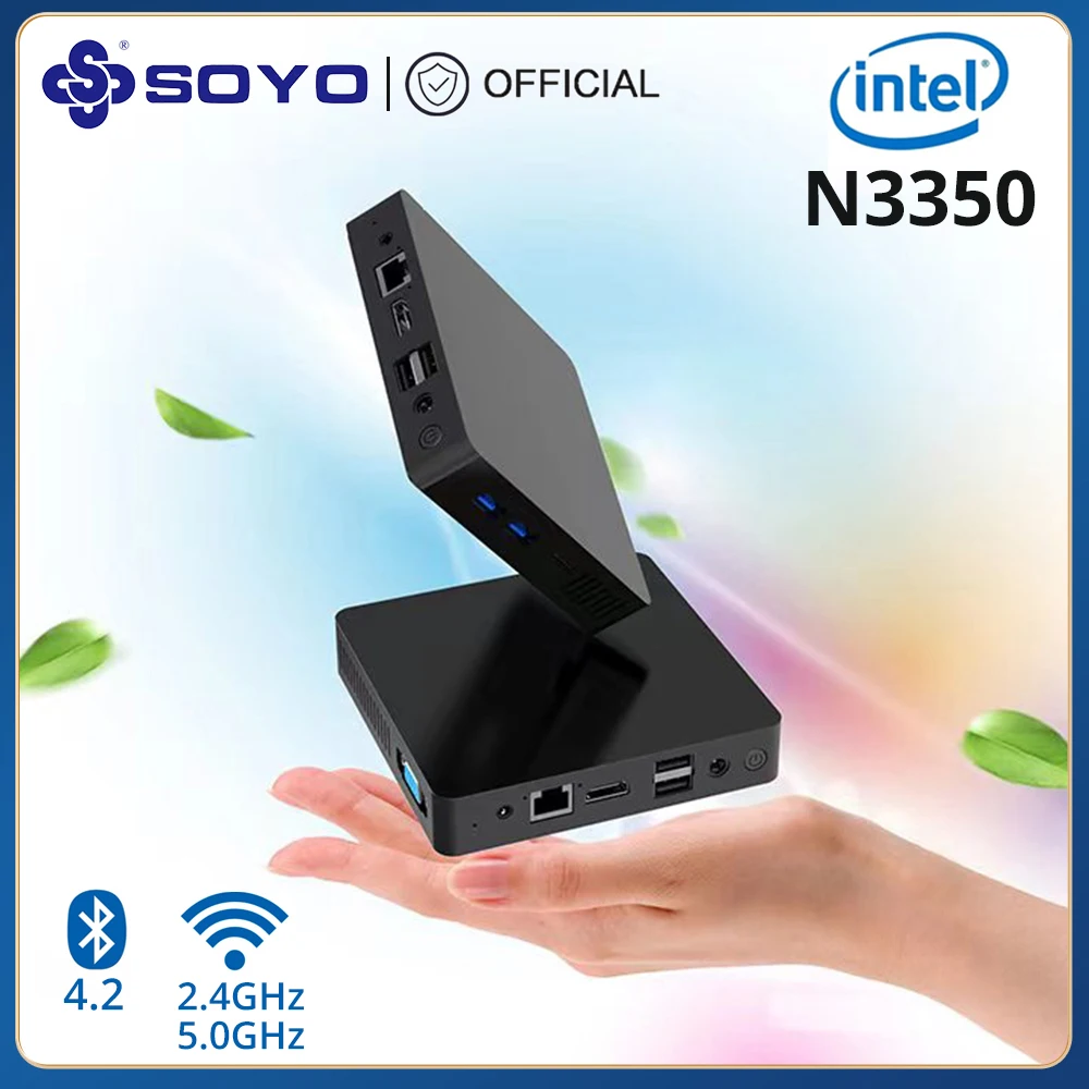 SOYO M2 Mini PC Intel Celeron N3350 CPU 6G RAM 64G ROM HDMI-compatible+VGA USB3.0 Win10Pro ...