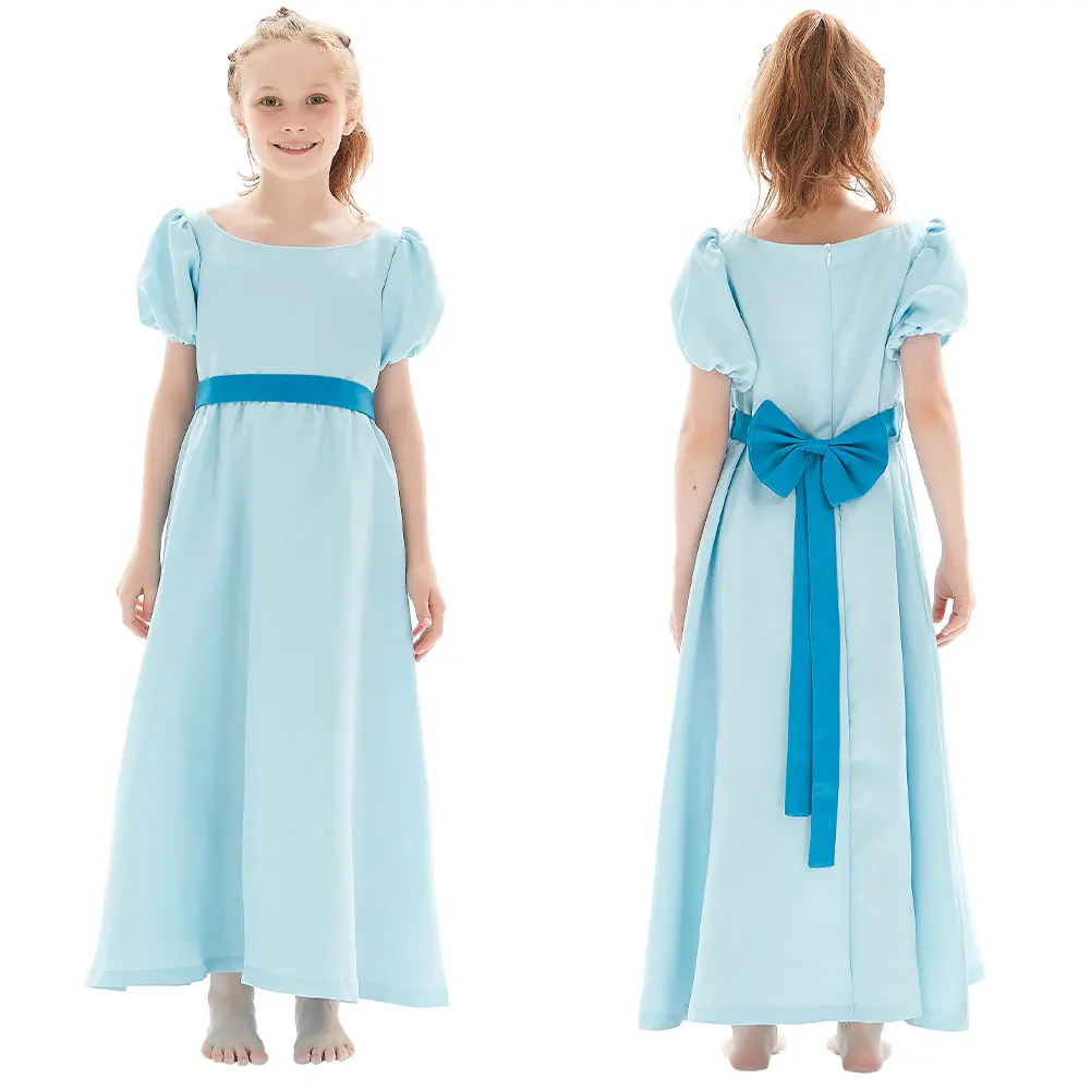 Girls-Movie-Peter-Pan-Wendy-Cosplay-Costume-Blue-Dress-Belt-Outfits ...