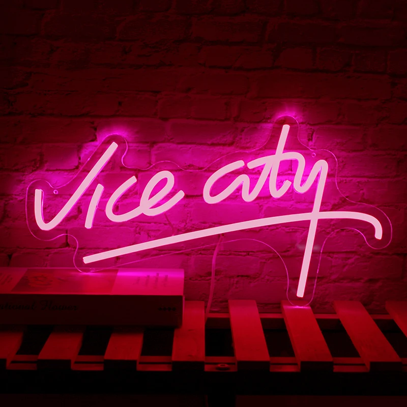 Pink-Neon-Sign-Vice-City-Led-Neon-Light-for-Bedroom-Neon-Letters-Lights ...
