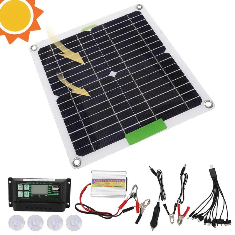 Solar Power Complete Kit 50w Solar Panel220w Converter Systemset Dc 12v ...