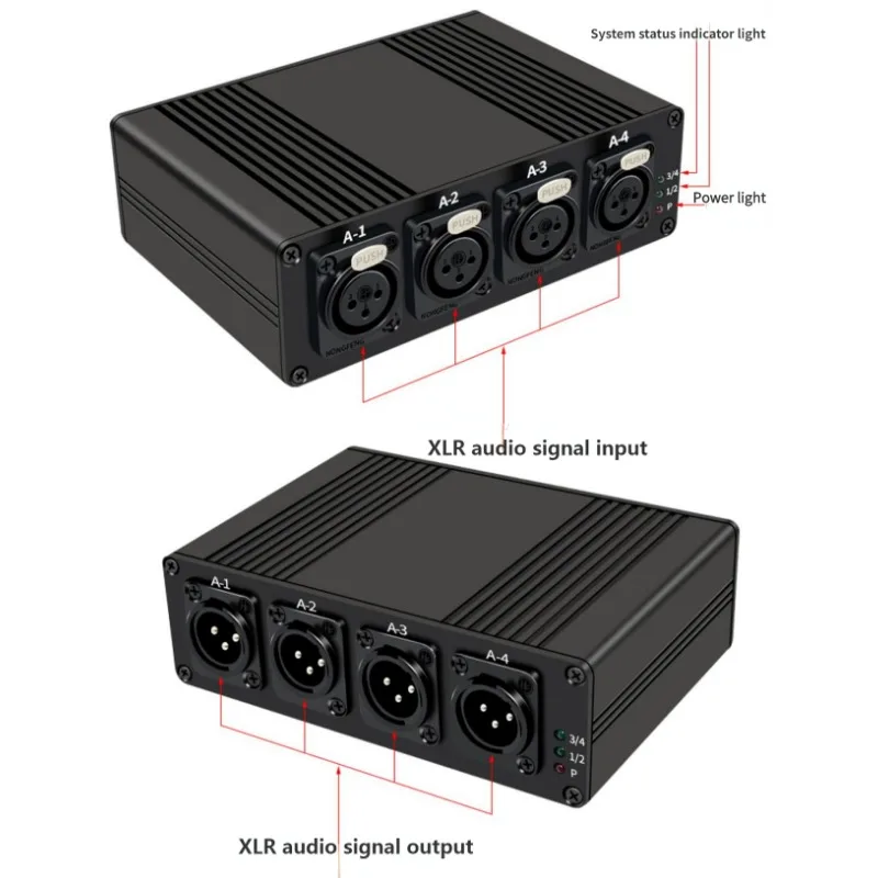 4-Channels-XLR-Balanced-Audio-Fiber-Optical-Extender-Over-Optical-Fiber ...