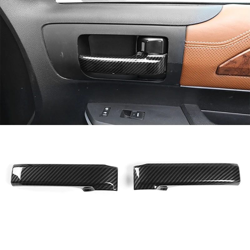 2Pcs Carbon Fiber Car Inner Door Handle Trim Pull Grab Panel Handle ...