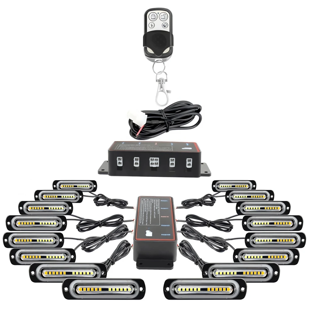 1 Set 16*12 LED 12V Strobe Lights For Car Emergency Ambulance Police ...