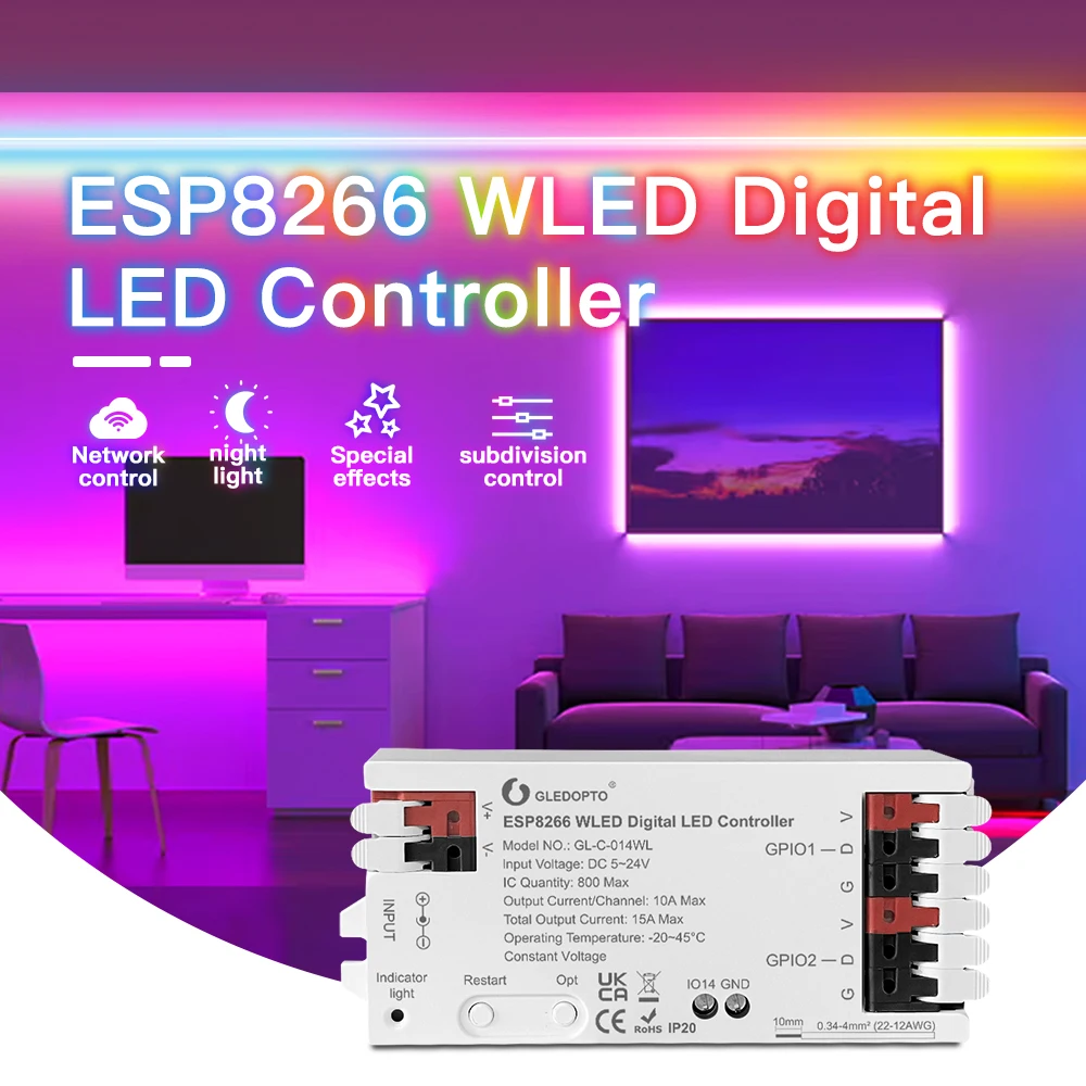 GLEDOPTO-ESP8266-WLED-LED-Controller-Dynamic-RGB-800IC-DIY-App-Control-For-WS2811-WS2812-SK6812 ...