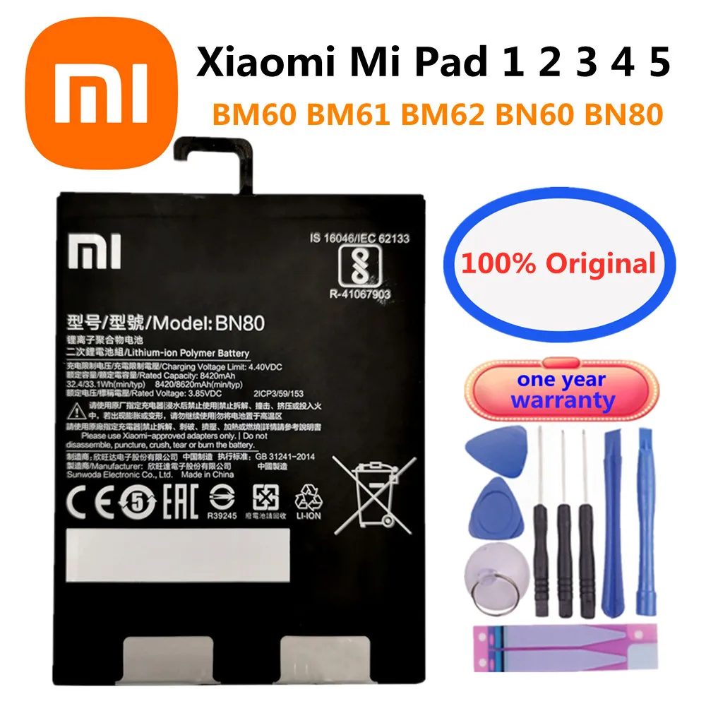 New 100% Orginal Tablet Battery BM60 BM61 BM62 BN60 BN80 For Xiaomi Pad 1 2 3 4 Plus Mipad 1 2 3 ...