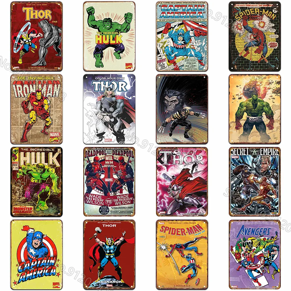Marvel Movie Metal Tin Sign The Avengers Captain America Thor Hulk ...