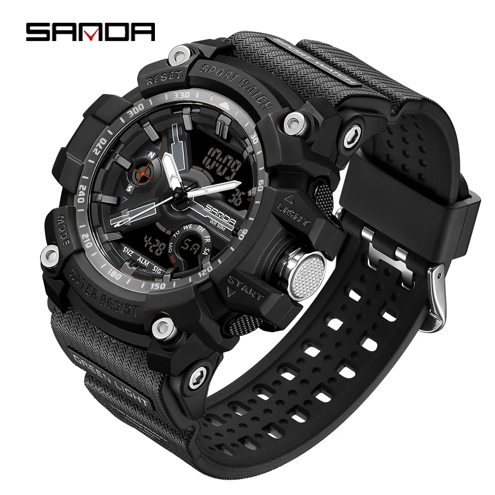 SANDA 3179 Digital Mens Military Watch 50M Waterproof Watch Dual ...