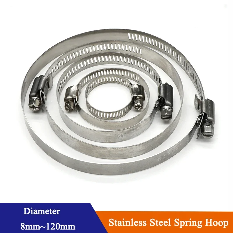 5-10pcs-Stainless-Steel-Drive-8mm-120mm-Hose-Clamps-Adjustable-Tri-Gear ...