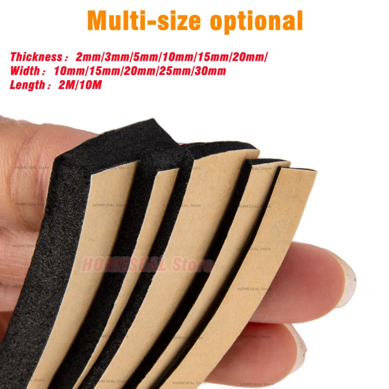 New Self Adhesive Sponge Seal Strip Thicken Black EPDM Rubber Single ...