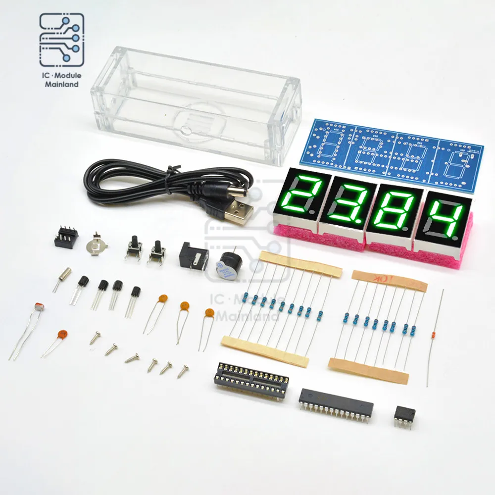 LED-digital-electronic-temperature-clock-microcontroller-clock-time ...