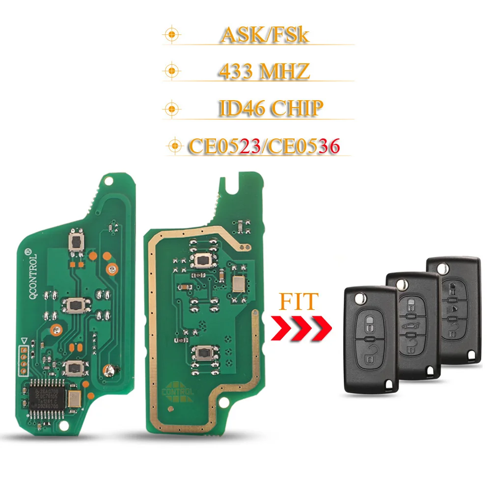 jingyuqin 2/3 Buttons ASK/FSK Remote Key Circuit Board For Peugeot 207 ...
