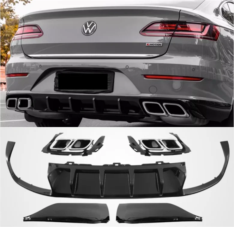 ABS-Black-Rear-Bumper-Diffuser-Exhaust-Tips-For-Volkswagen-VW-Arteon-CC ...