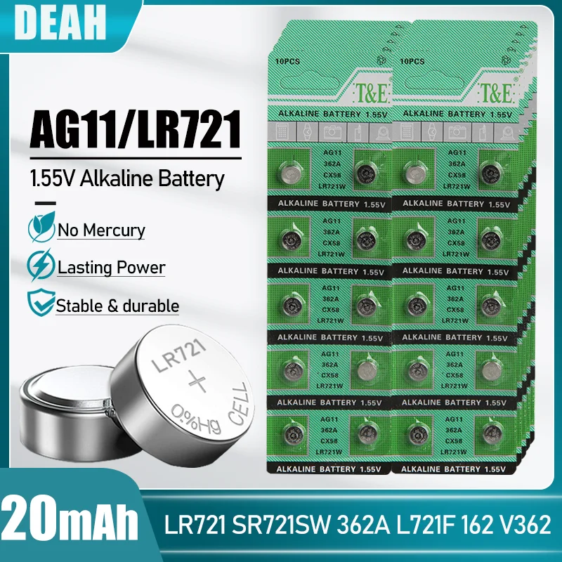 Bateria alcalina lr721 200 sr721sw 362a l721f 1.55 v362 de 50-362 pces ag11 162 v para a pilha ...