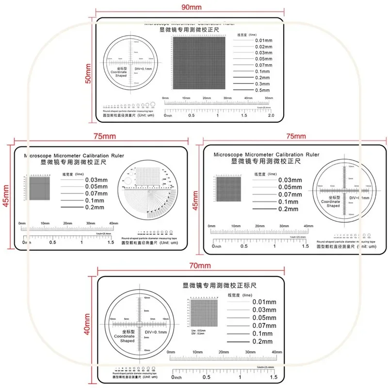 Microscope-Micrometer-Calibration-Film-Ruler-Grid-Reticule-Stains-Dot ...