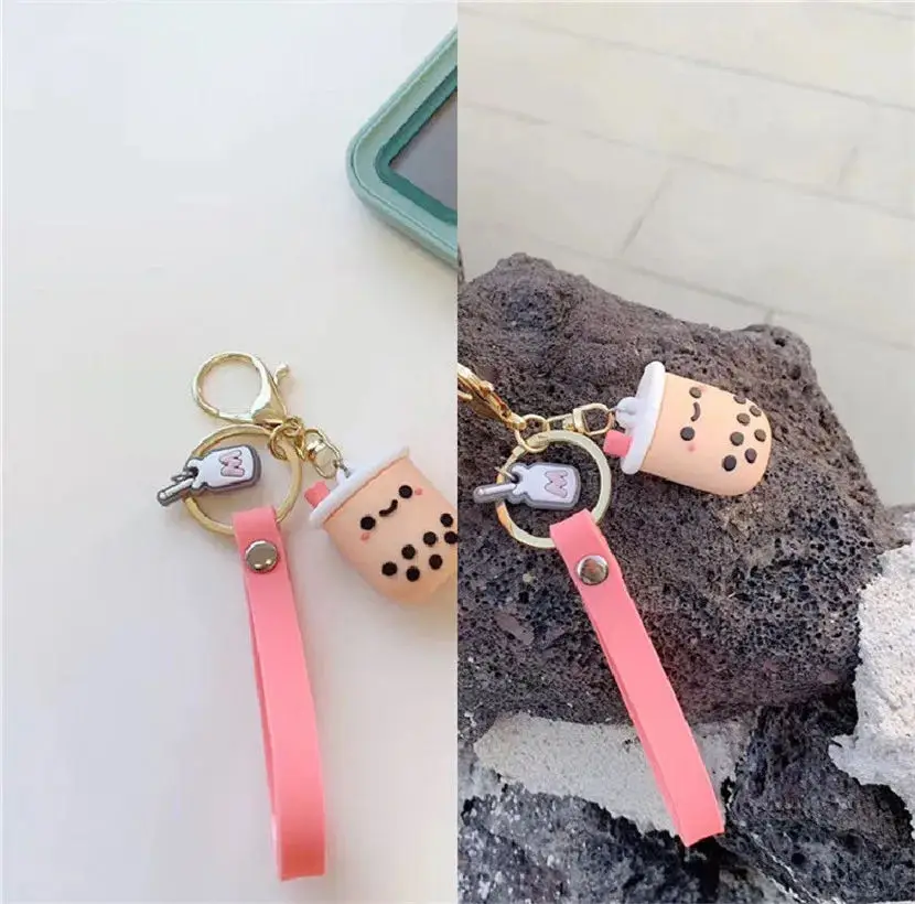 Silicone-Bubble-Tea-Keychain-Boba-Milk-Tea-Key-Ring-Car-Keychain-Cute ...