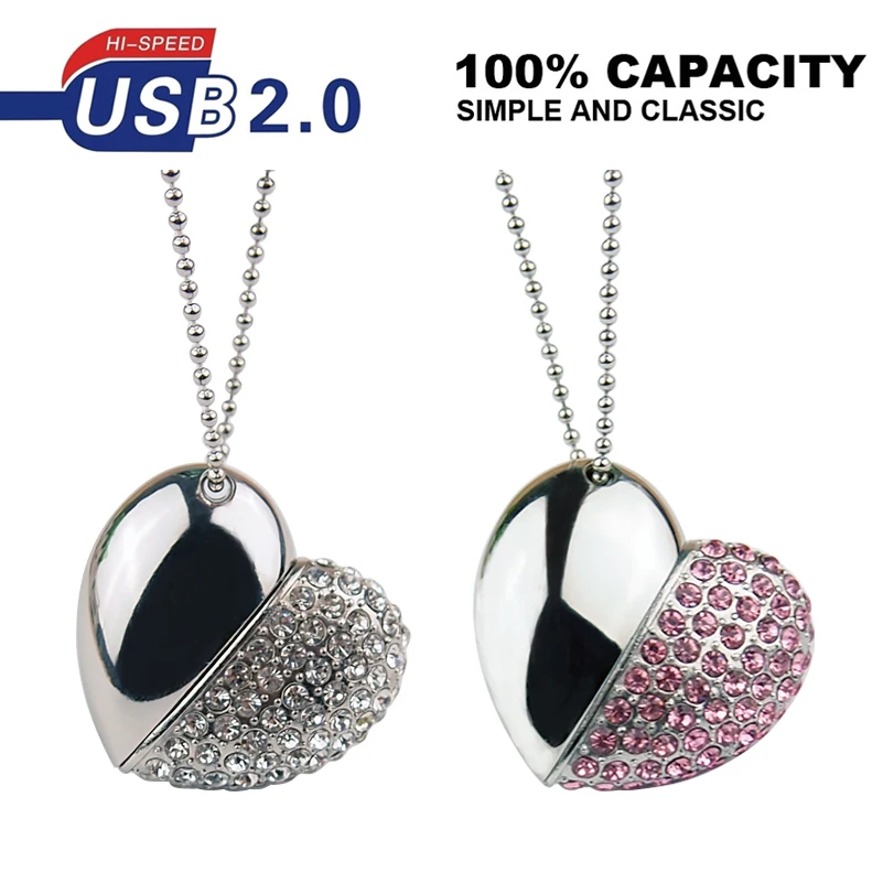 usb 2.0 high speed metal flash driver heart shape 2 styles usb sticks ...