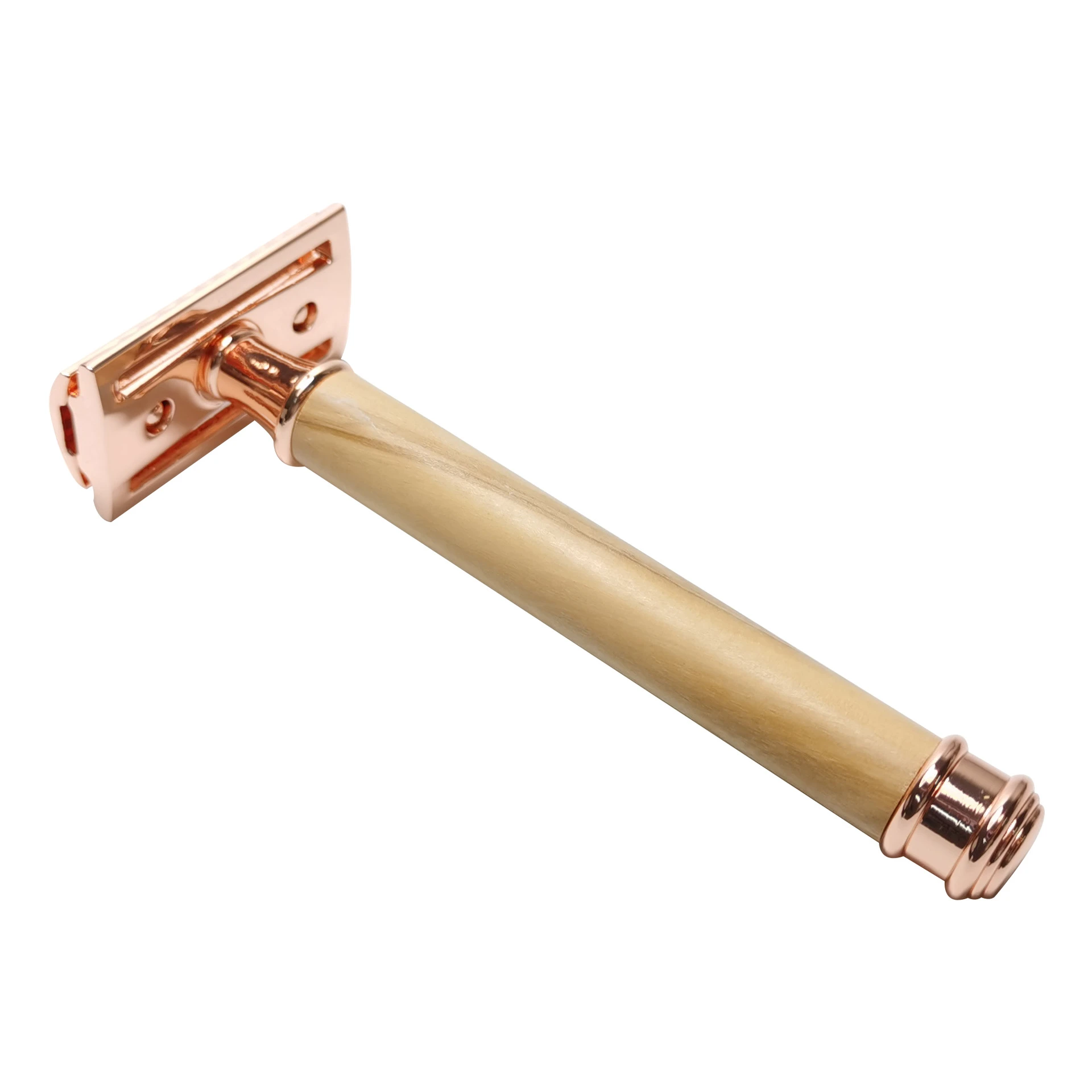 Rose Golden Olive Wood Handle Double Edge Safety Razor For Women Hair ...