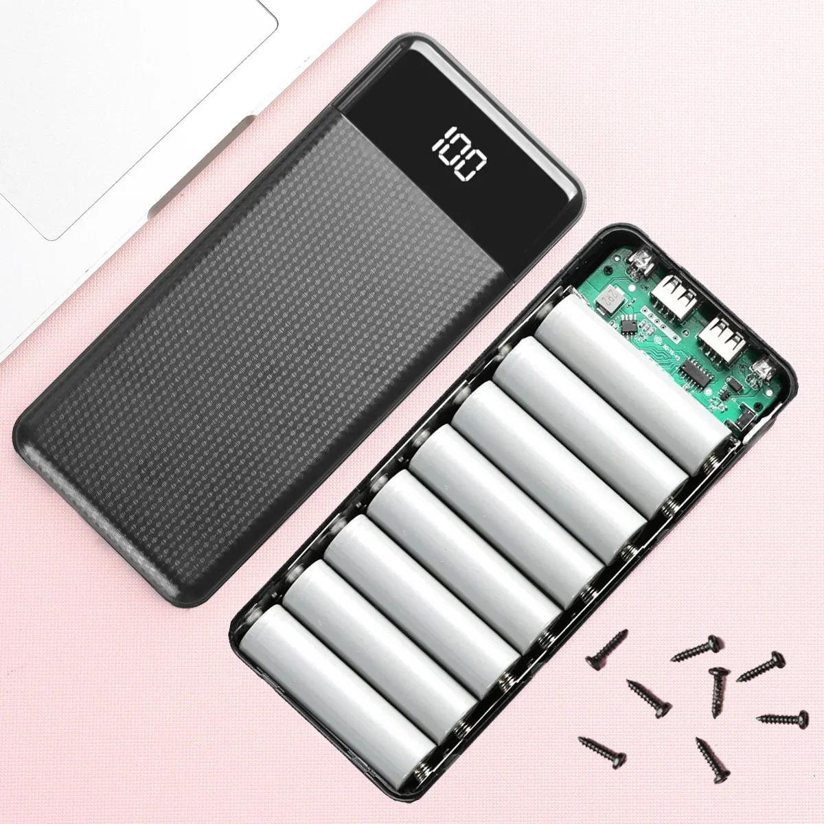 8-18650-Power-Bank-Case-Dual-USB-Micro-USB-Type-C-Power-Bank-DIY-Shell ...