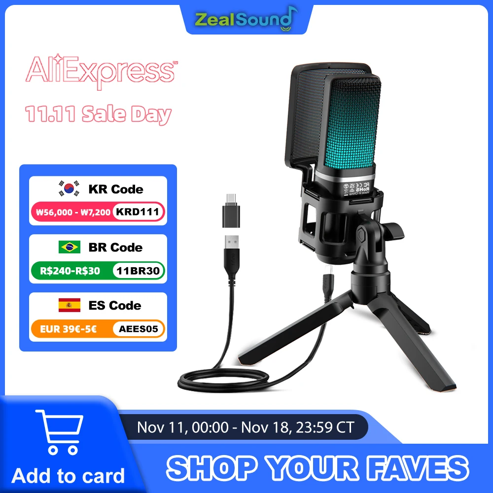 Zealsound-RGB-USB-Condenser-Gaming-Microphone-Computer-Professional-Mic ...