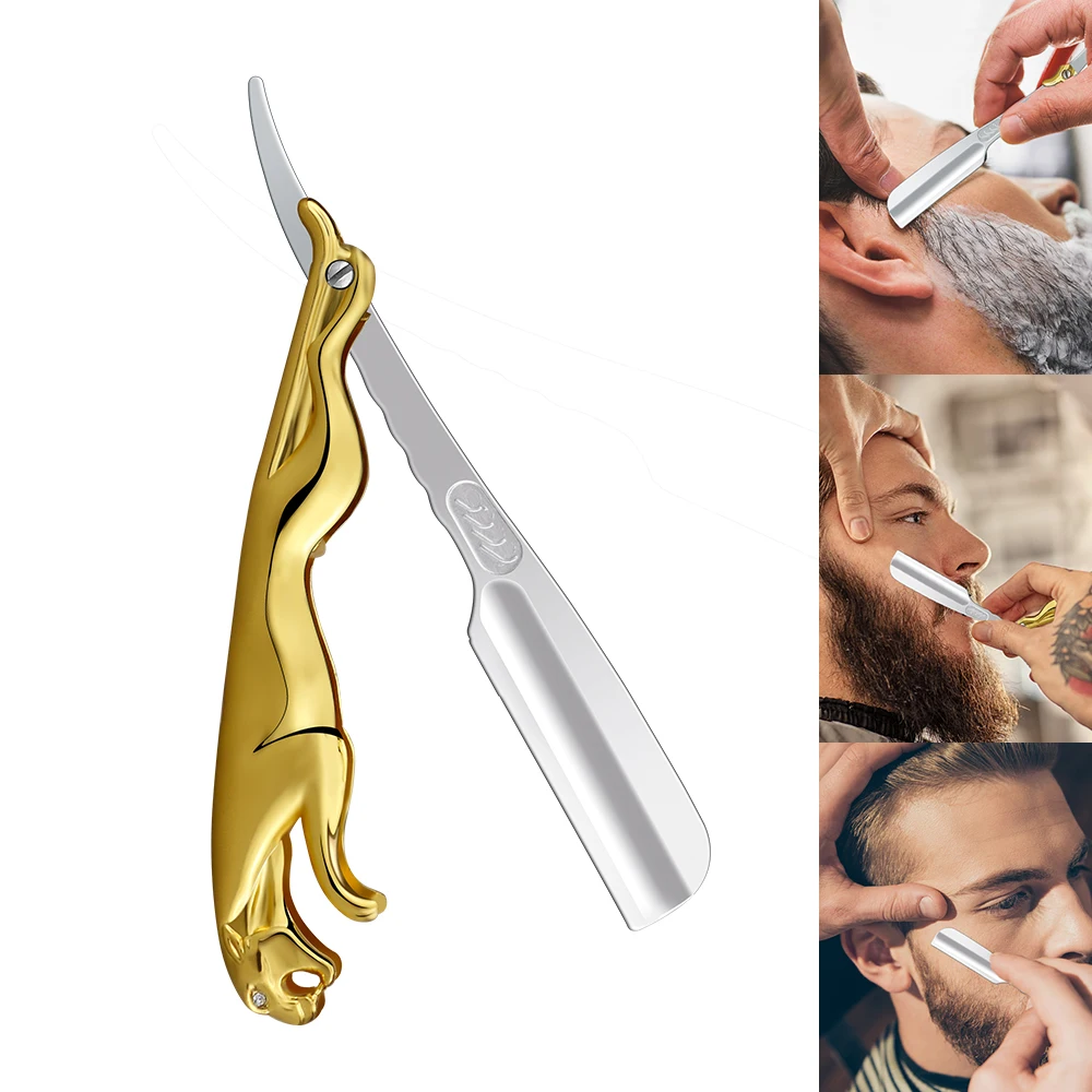 Professional-Barber-Razor-Stainless-Steel-Cheetah-Razor-Straight-Beard ...