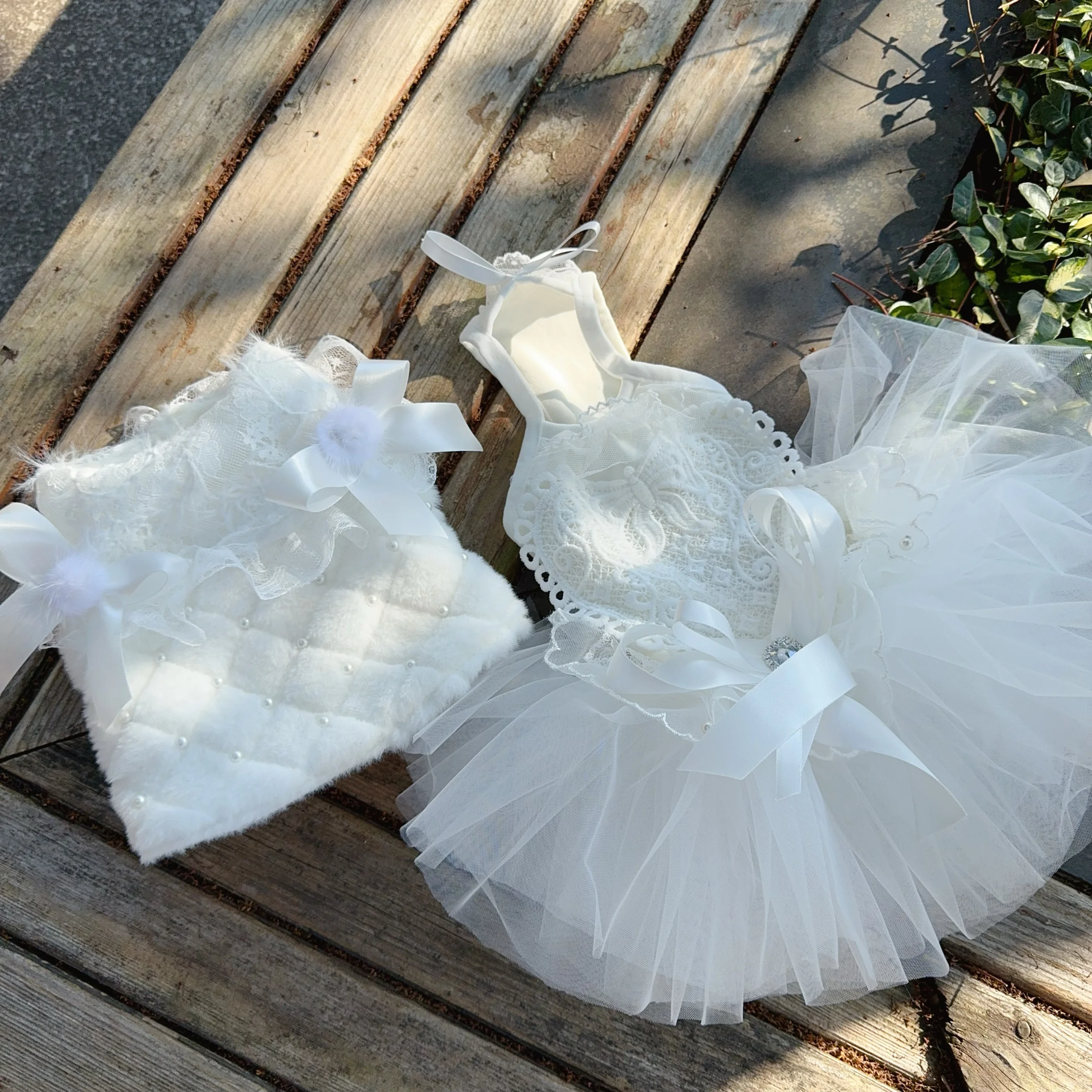 Pure Cotton White Dress Pet Dog Clothes Winter New Fashion Pearl Plush ...