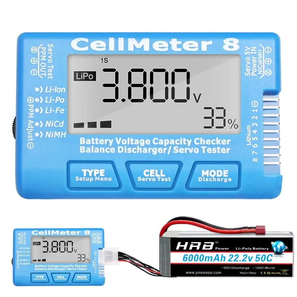 RC Lipo Battery Checker Cellmeter 8 Digital RC Battery Capacity Voltage ...