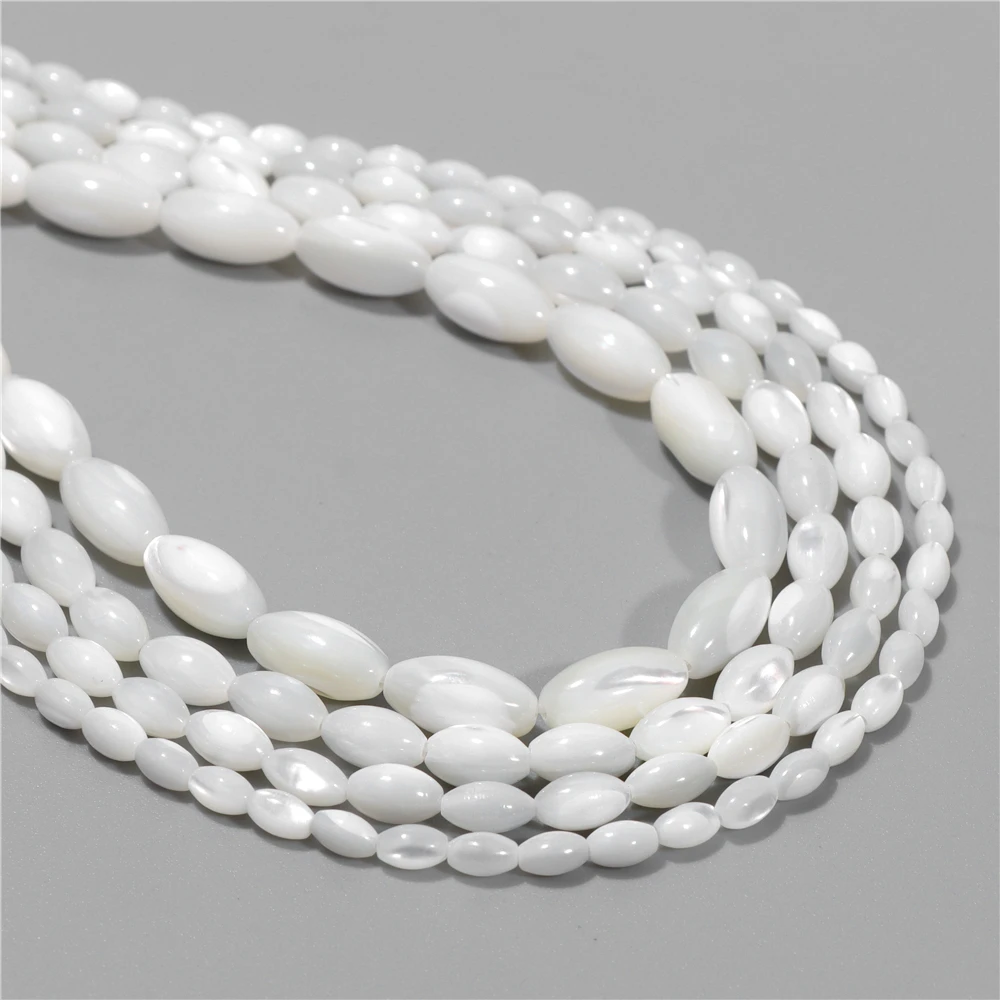 Wholesale Rice Shape Shell Loose Beads Oval White Natural Mother of ...