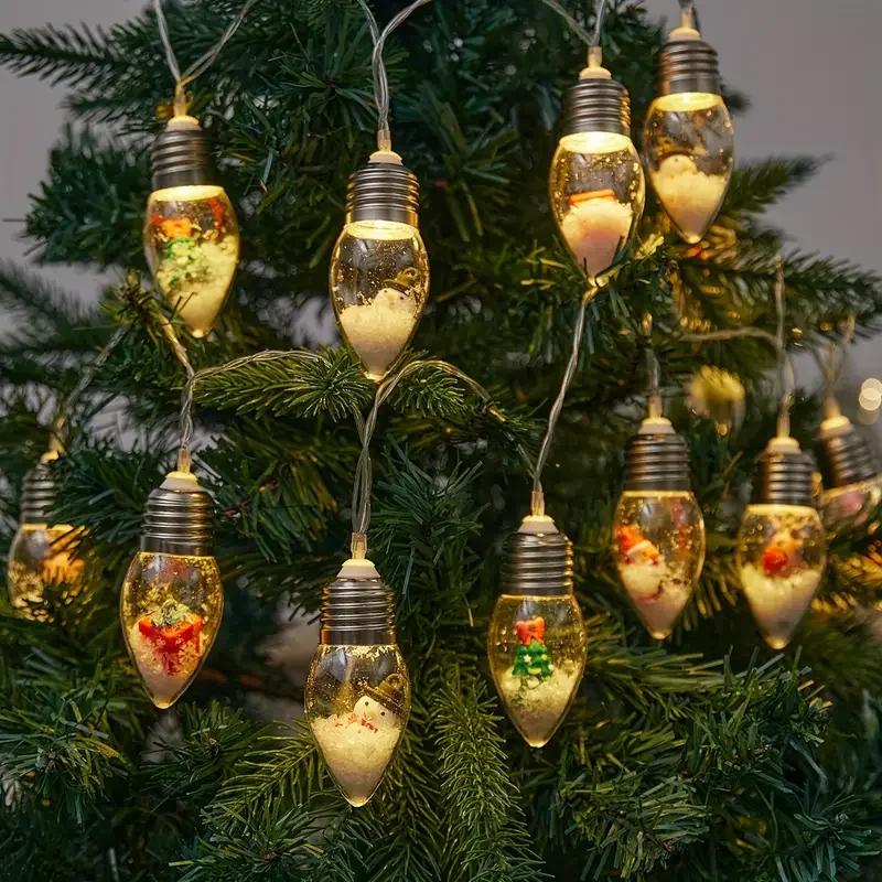 1pc 10/20LED Christmas Snow Globe String Lights Santa Claus Christmas ...