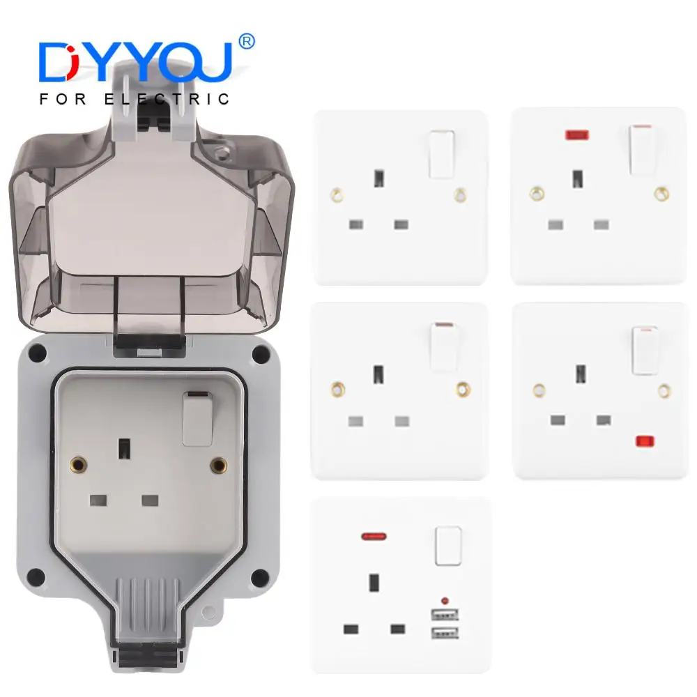 IP66 British Standard Waterproof Outdoor Wall Power Socket Box ...