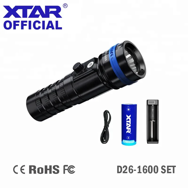XTAR-D26-1600-Lumen-Magnetic-Press-Switch-Deep-Sea-ip68-Scuba-Diving ...