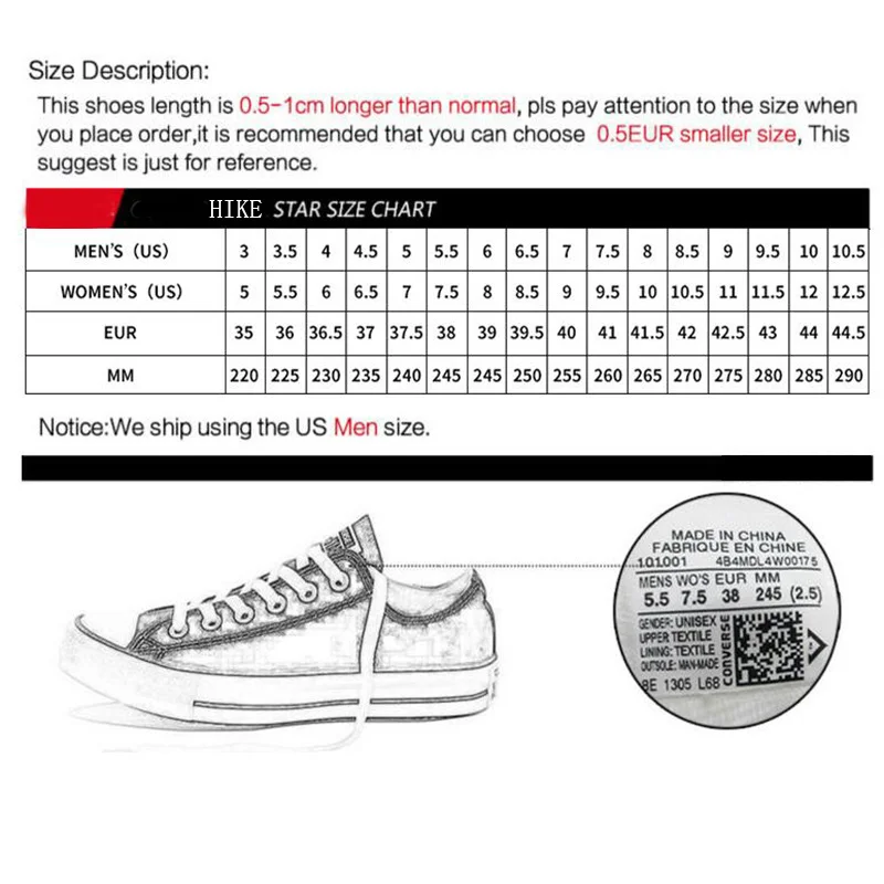 Converse Sneakers Size Chart