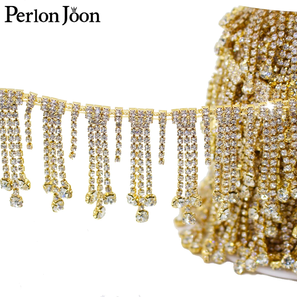 1-yard-Bright-Crystal-style-handmade-Rhinestone-trim-Fringe-chain-sew ...