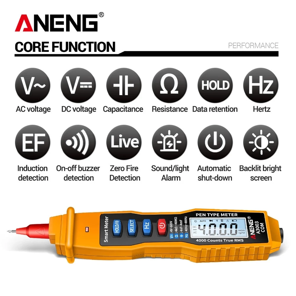 Aneng A3003 Digital Pen Multimeter Professional 4000 Counts Smart Meter ...