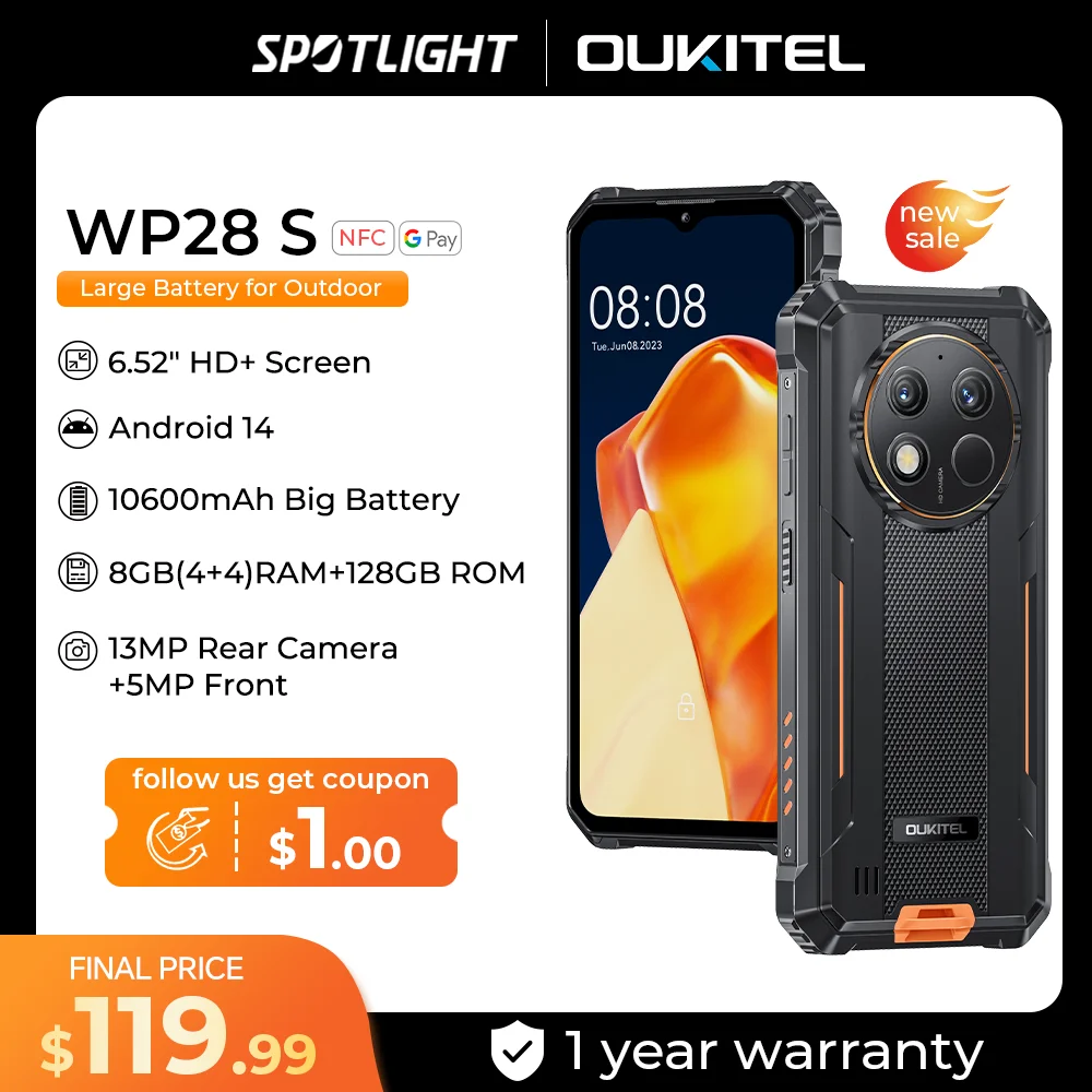 Oukitel-WP28-S-Rugged-smartphone-6-52-HD-10600mAh-16GB-4-12-128GB ...