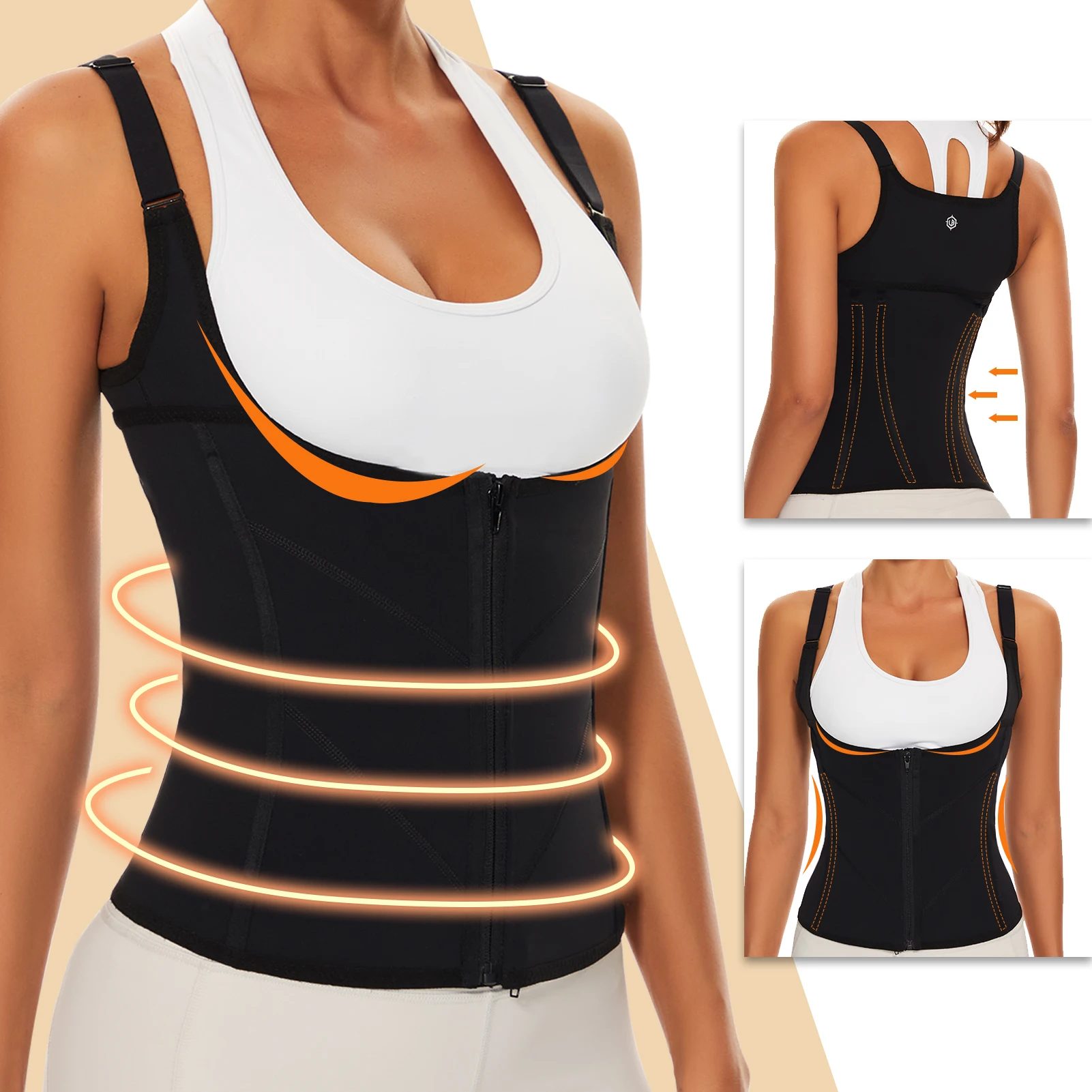 Lightbare-Women-Waist-Trainer-Vest-Sauna-Sweat-Tank-Top-Adjustable ...