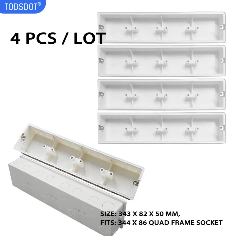 4-PCS-Lot-In-Wall-Bottom-Junction-Box-Mount-for-Socket-Quad-Frame-Back ...